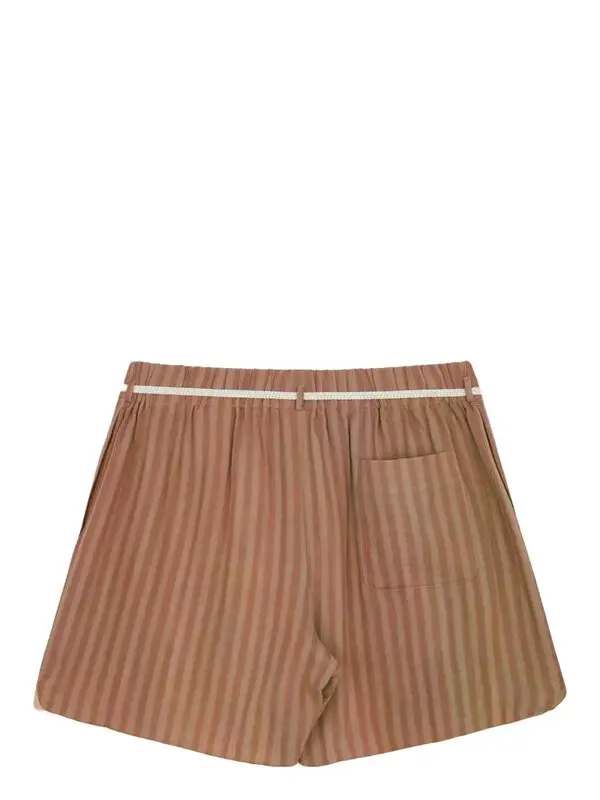 YOUNG N SANG Sketch Striped Drawstring Shorts - Brown