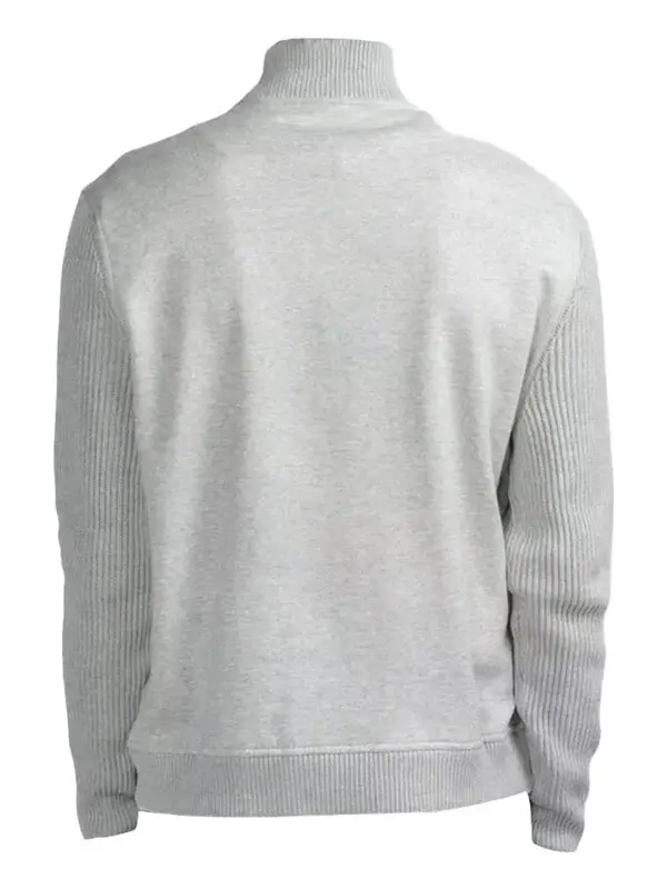 Eleventy Ribbed-knit Panelled Jacket - Grey