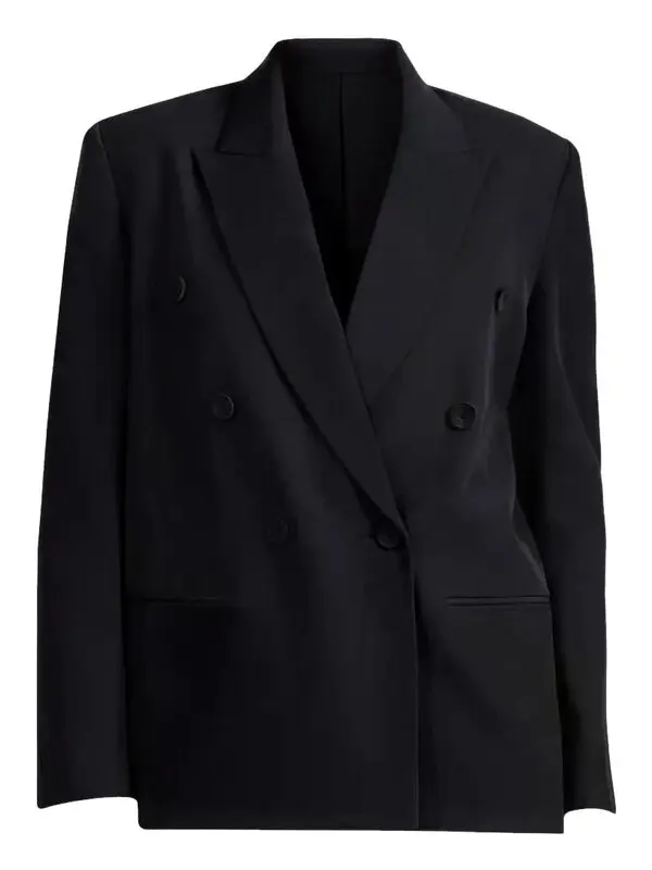 THE SEI Double-breasted Peak Lapel Blazer - Black