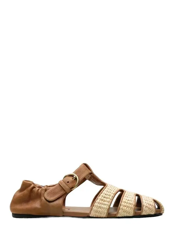 Miu Miu Buckle-fastening Woven Sandals - Brown