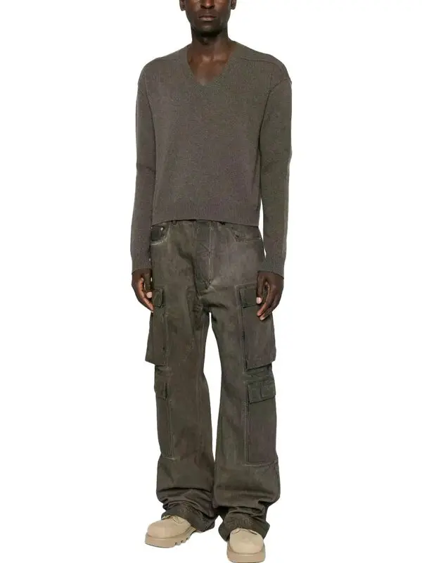 Rick Owens Knitted V-neck Sweater - Brown