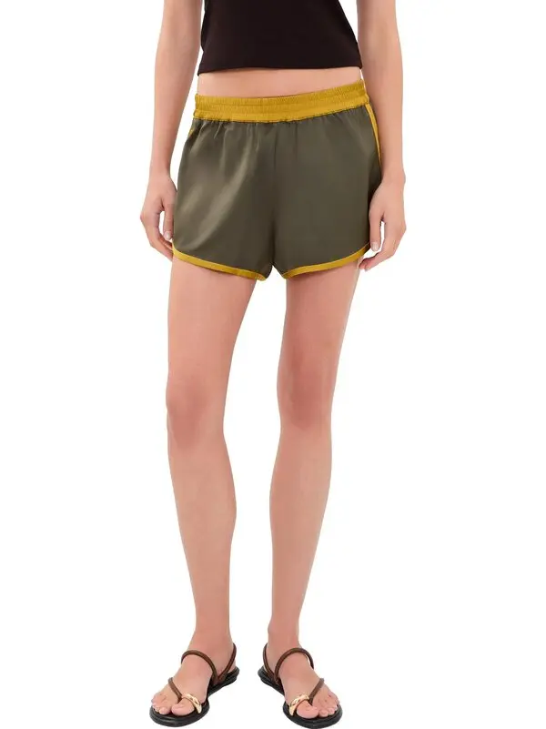 Staud Aero Satin Shorts - Pine Shadow