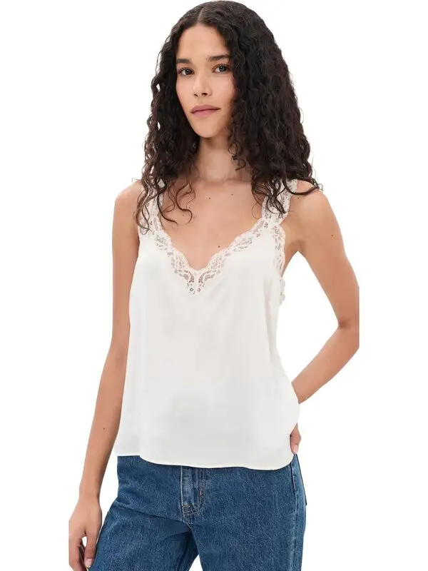 Cami Nyc Fernanda Cami Blouse With Lace Trim - Macadamia
