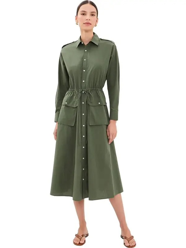 Polo Ralph Lauren Long Sleeve Collared Shirt Dress - Dense Olive