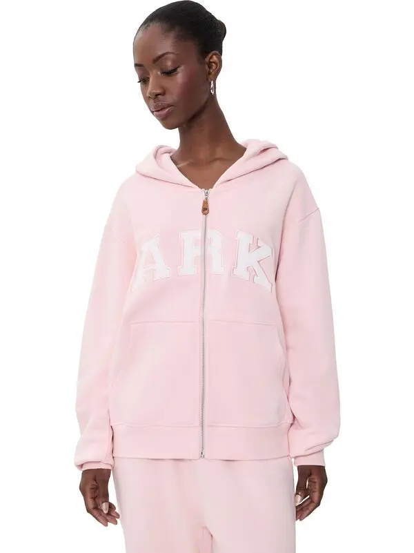 PARKE Zip-up Varsity Hoodie With Logo - Rose