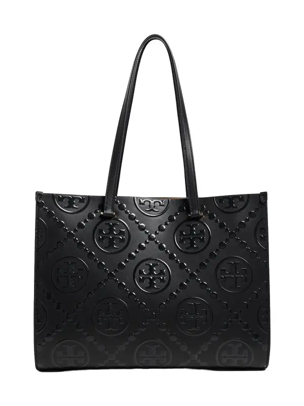 Tory Burch T Monogram Embossed Tote Bag - Black
