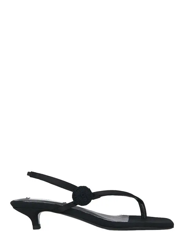 TOTEME Slingback Satin Heeled Flip Flop - Black