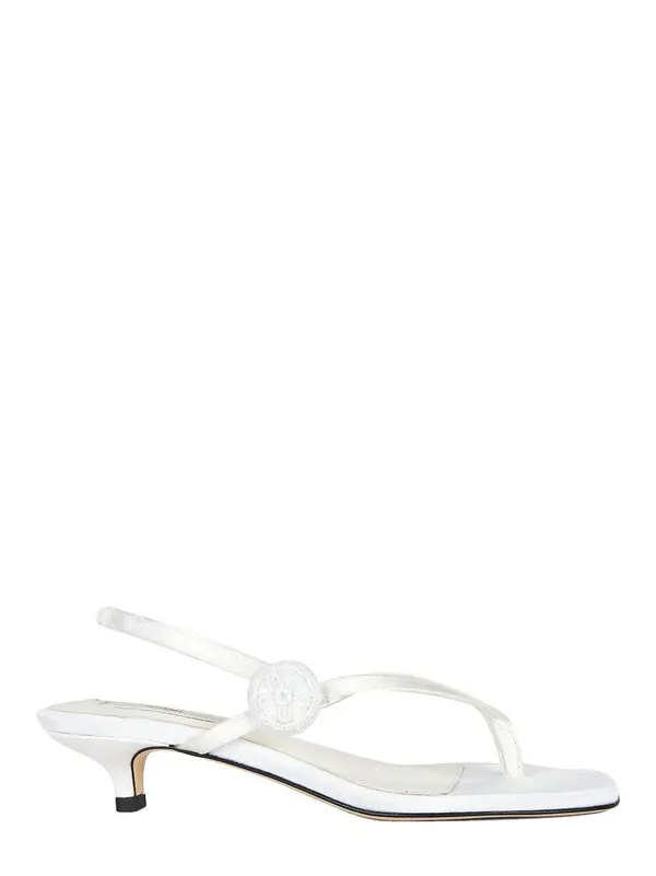 TOTEME Slingback Satin Heeled Flip Flop - Ecru