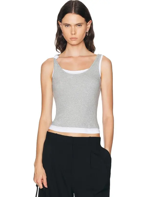 MIMCHIK Double Layer Knotted Tank Top - Gray
