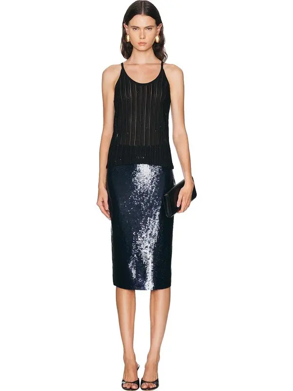 TOM FORD Micro Sequins Evening Tank Top - Black