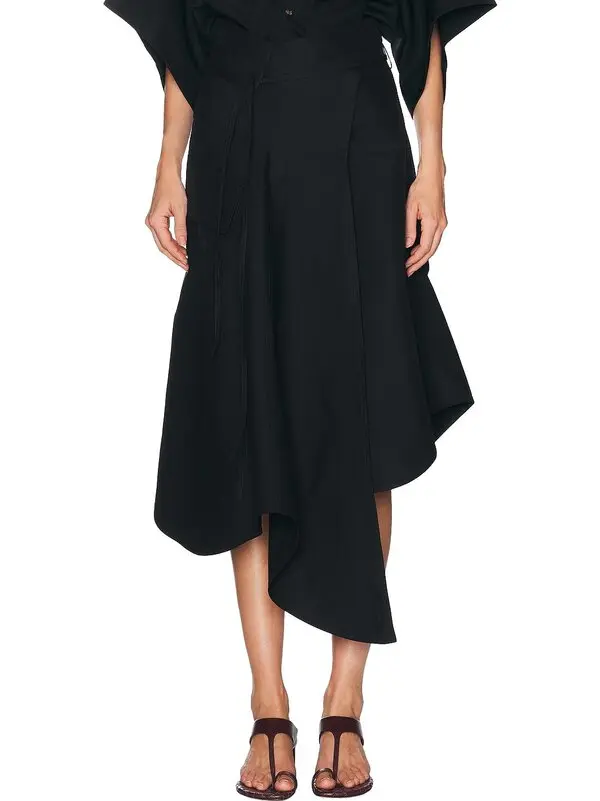 Bottega Veneta Asymmetrical Hem Toile Long Skirt - Double Black