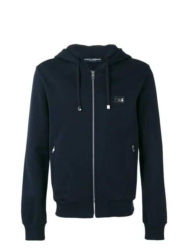 Dolce & Gabbana Drawstring Zip Hoodie - Navy Blue