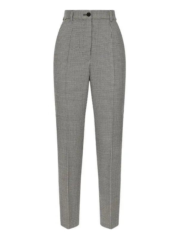 Dolce & Gabbana Houndstooth Wool Trousers - Gray
