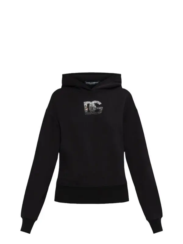 Dolce & Gabbana Embellished Logo Hoodie - Black