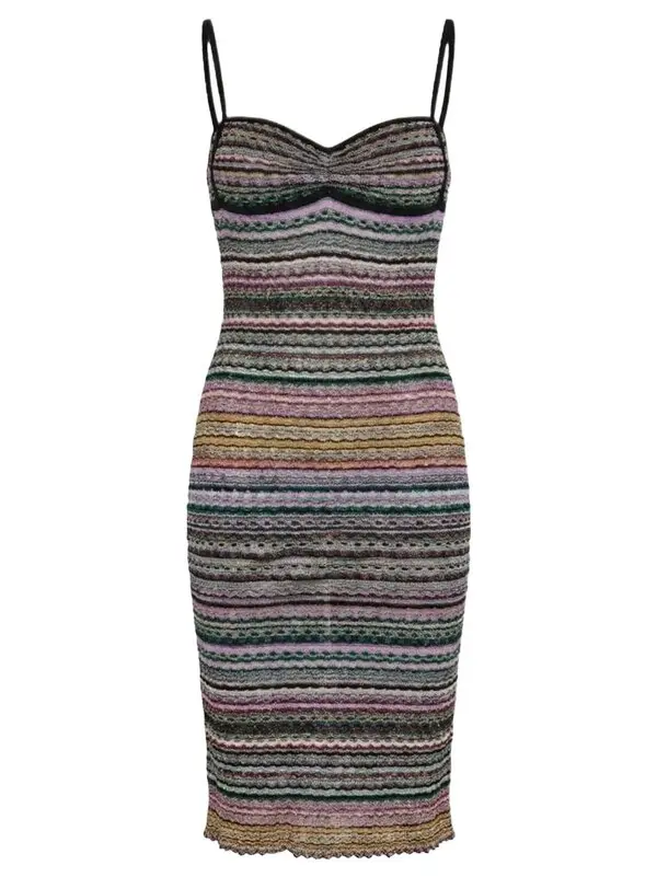 Missoni Sleeveless Striped Knit Dress - Gray