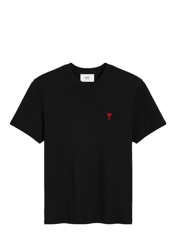 AMI Paris Red De Cœur T-shirt - Black