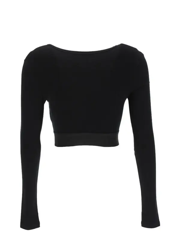 Dolce & Gabbana Cropped Logo Hem Long Sleeve Top - Black