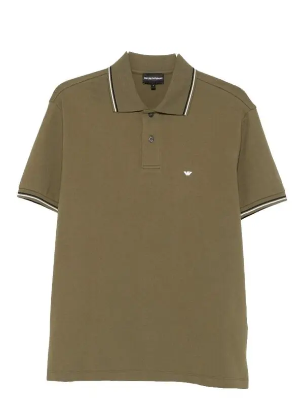 Emporio Armani Logo-embroidered Tipped Polo Shirt - Green