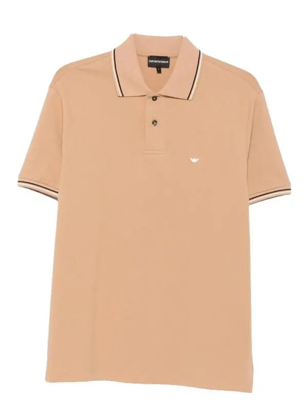 Emporio Armani Logo-embroidered Tipped Polo Shirt - Nude