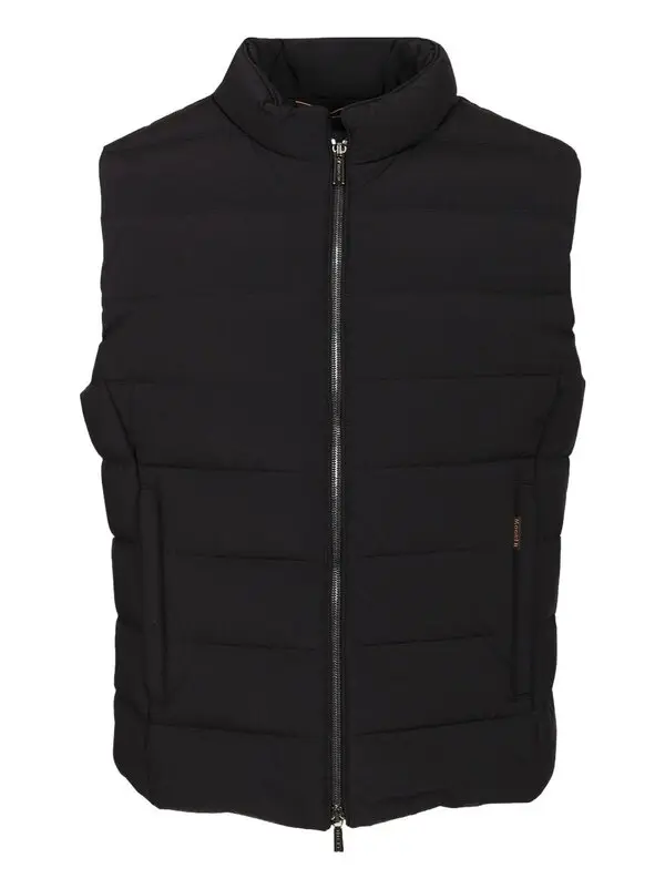 MOORER Zip-up Quilted Vest - Blue