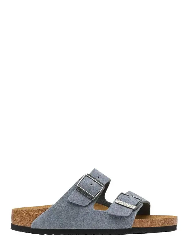 BIRKENSTOCK Arizona Suede Slides With Buckled Straps - Stone Blue