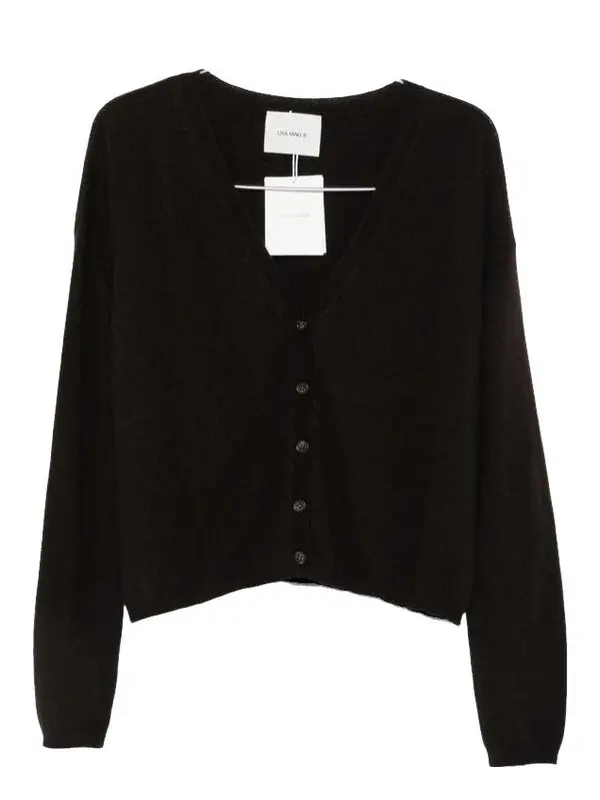 LISA YANG Long-sleeved V-neck Cardigan - Dark Brown