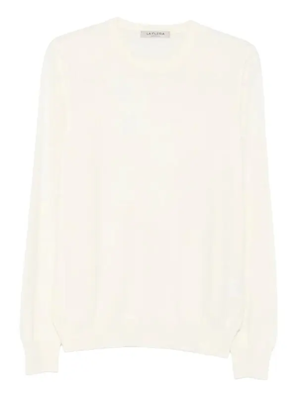 D'ANIELLO Fine-knit Long-sleeve Pullover - White