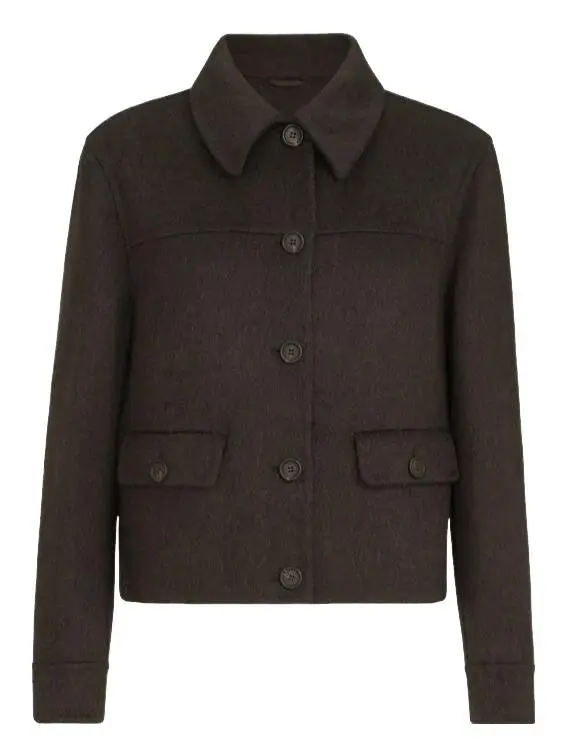 Brunello Cucinelli Hand-crafted Cashmere-beaver Double Cloth Jacket With Monili Embellishment - Pine Cone Brown