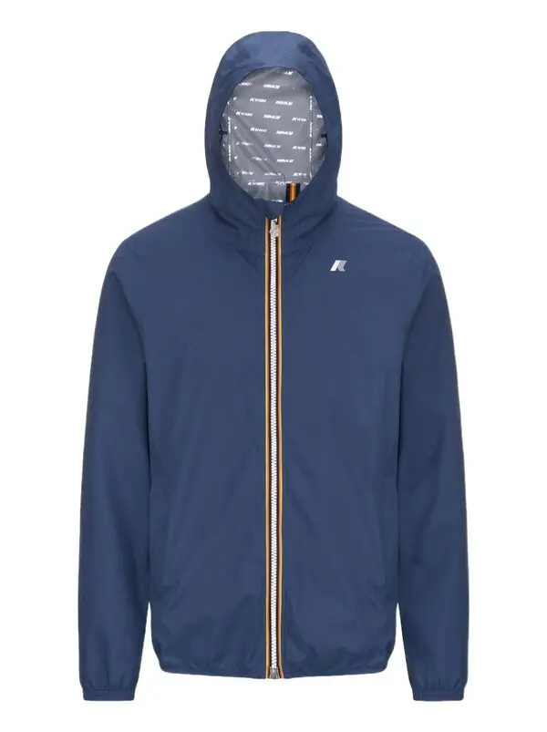 K-WAY Logo Printed Hooded Zip Jacket - Blue
