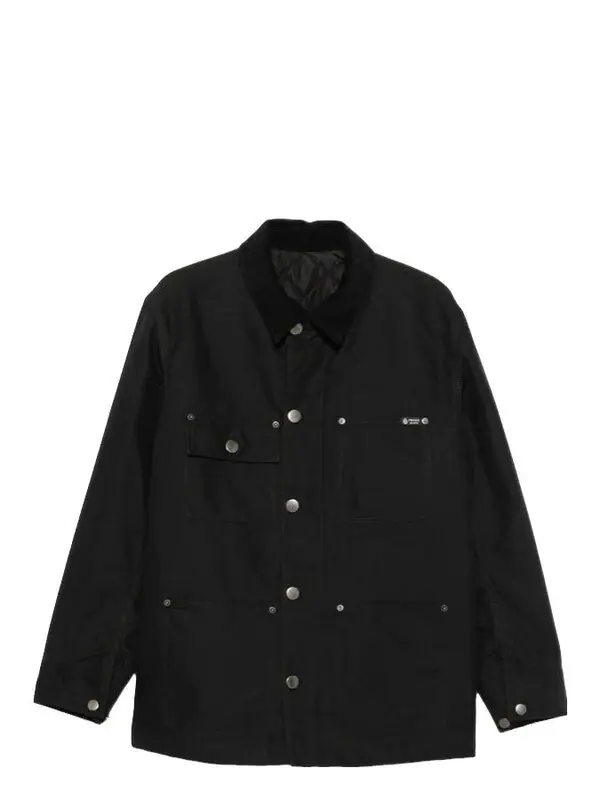 Prada Corduroy-collar Logo-patch Jacket - Black