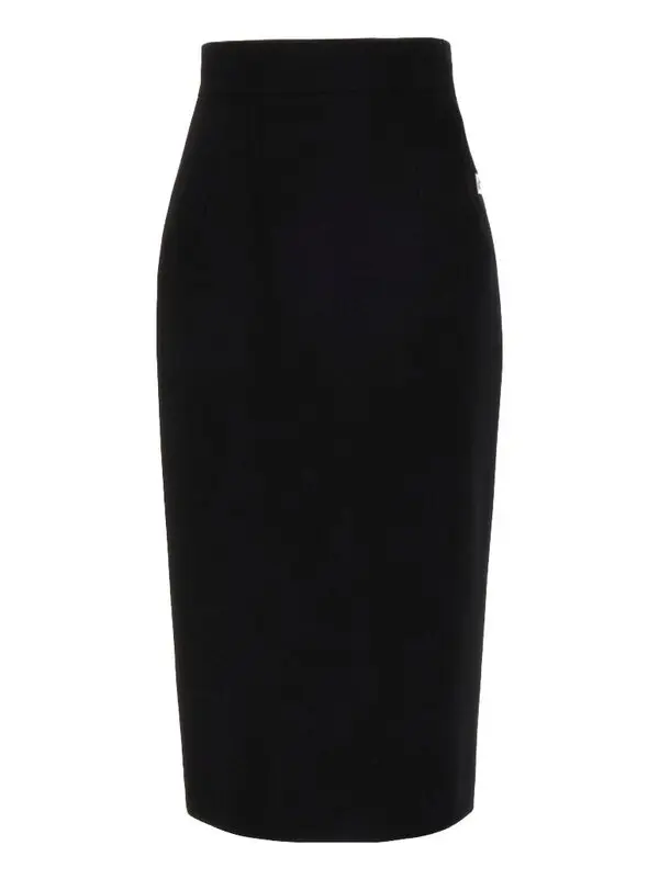 Dolce & Gabbana Midi Skirt With Logo Plaque - Black