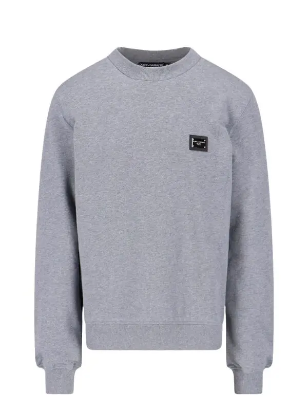 Dolce & Gabbana Logo Plaque Crewneck Sweatshirt - Gray