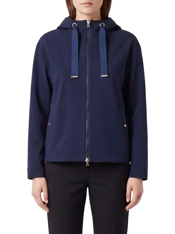 Herno Short Hooded Nylon Windbreaker Jacket - Navy