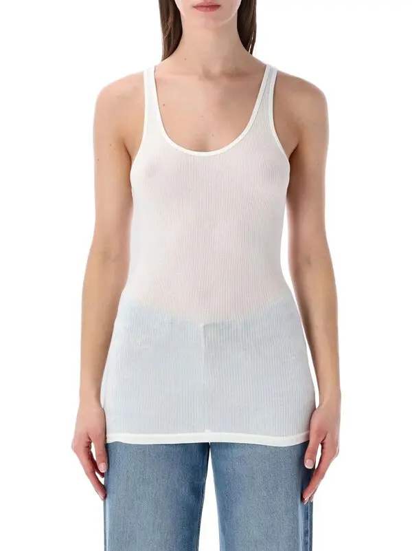 JAMES PERSE Slim Fit Stretch-cotton Tank Top With Thin Straps - White