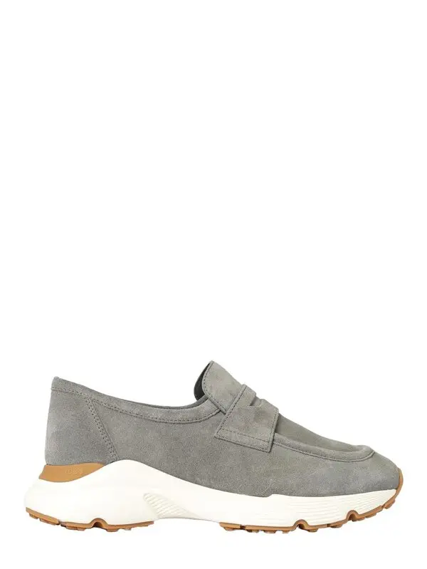 TOD'S Suede Loafers With Penny Bar And Rubber Sole - Grey