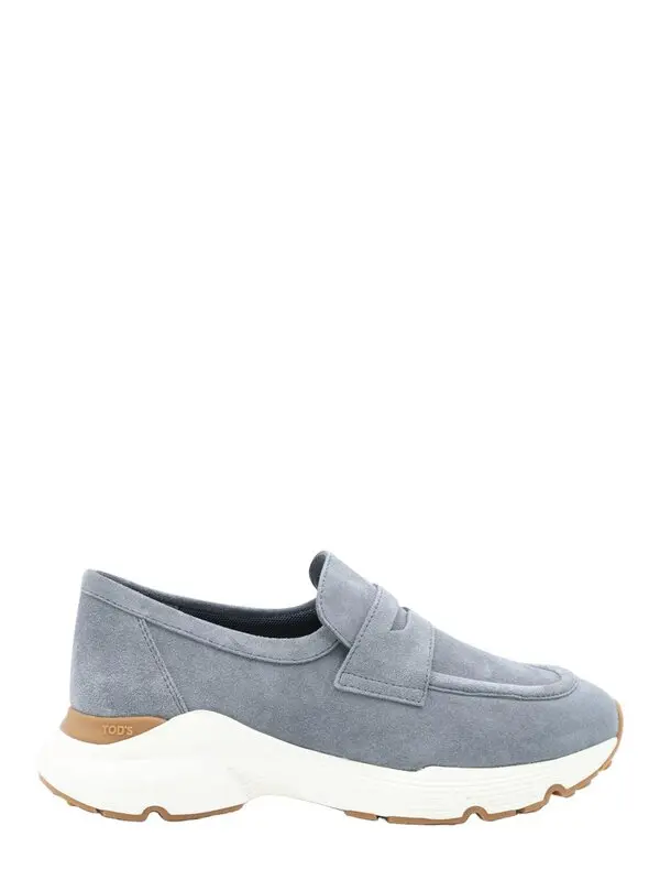 TOD'S Suede Loafers With Penny Bar And Rubber Sole - Grey