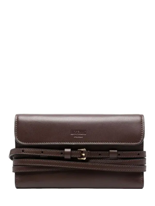 Moschino Tie Me Leather Mini Crossbody Bag - Brown