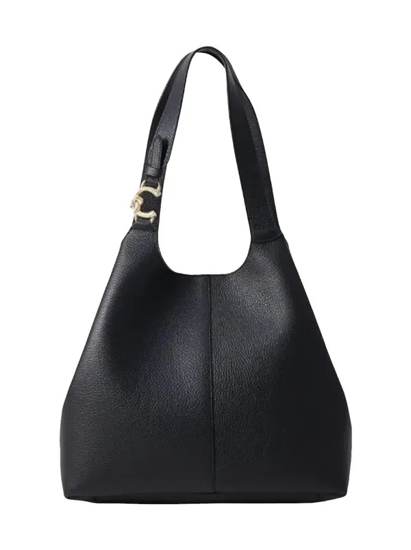 COCCINELLE C-easy Grained Leather Shoulder Bag With Removable Pouch - Black