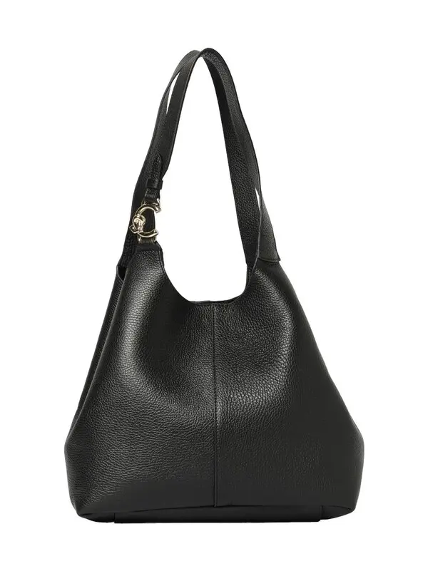 COCCINELLE C-easy Grained Leather Shoulder Bag With Removable Pouch - Black