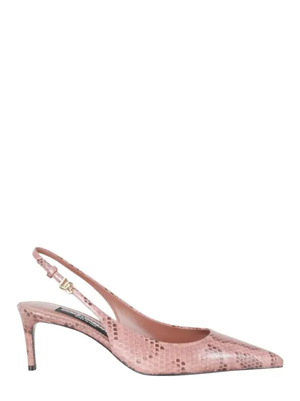 Dolce & Gabbana Python-print Leather Slingback Pumps With Dg Logo - Pink