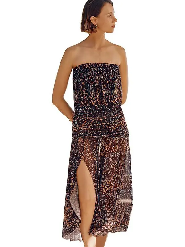 CELANDINE Strapless Blouson Dress - Black Pattern