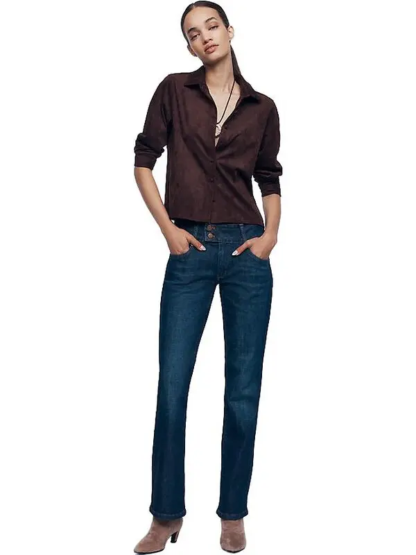PILCRO Billy Low-rise Bootcut Jeans - Dark Denim