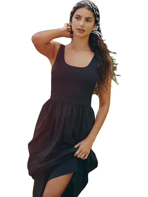 Z Supply Johanna 100% Cotton Midi Dress - Black