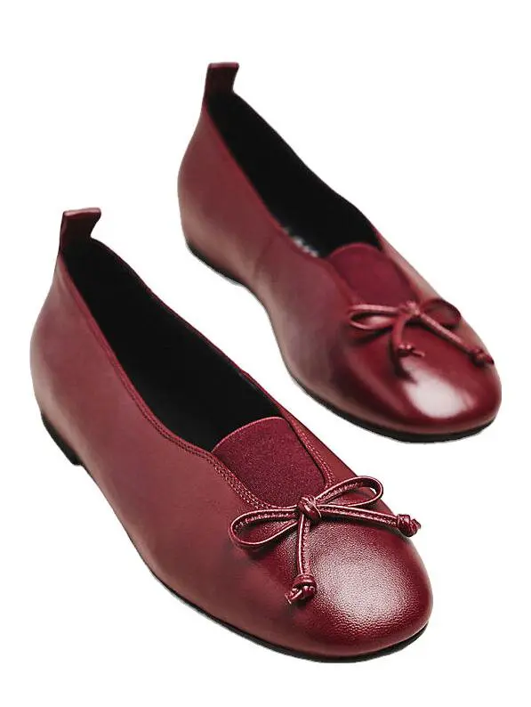 BIBI LOU Elastic Ballet Flats With Bow Detailing - Carmin
