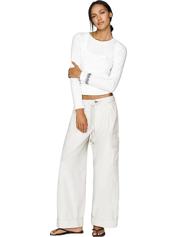 PILCRO Cade Cotton Low-slung Cargo Pants - Soft Sea