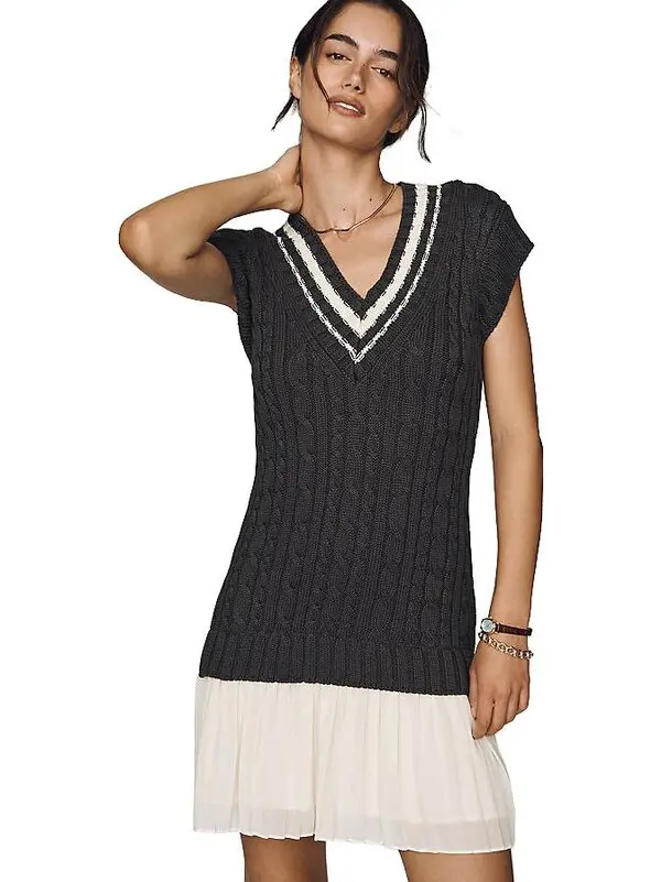 Maeve Twofer Sweater Mini Dress - Grape Leaf