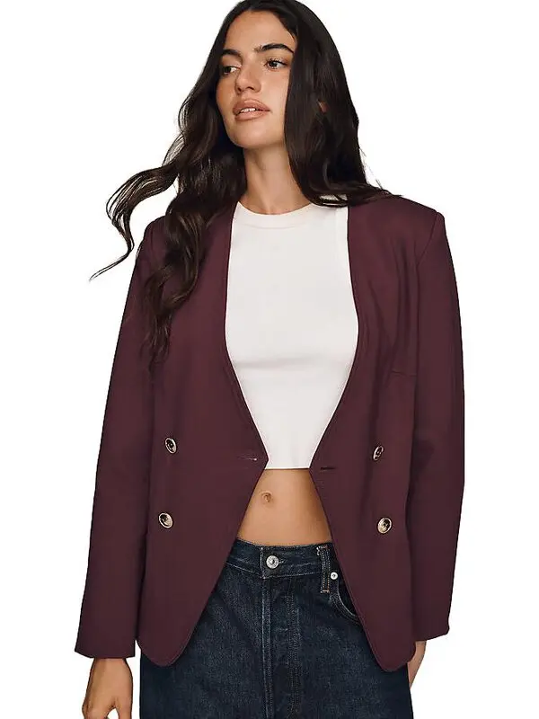 Maeve Tailored Blazer Jacket - Wine