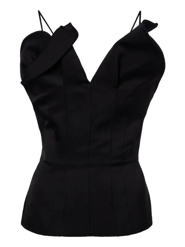Magda Butrym Cotton And Silk Blend Top - Black