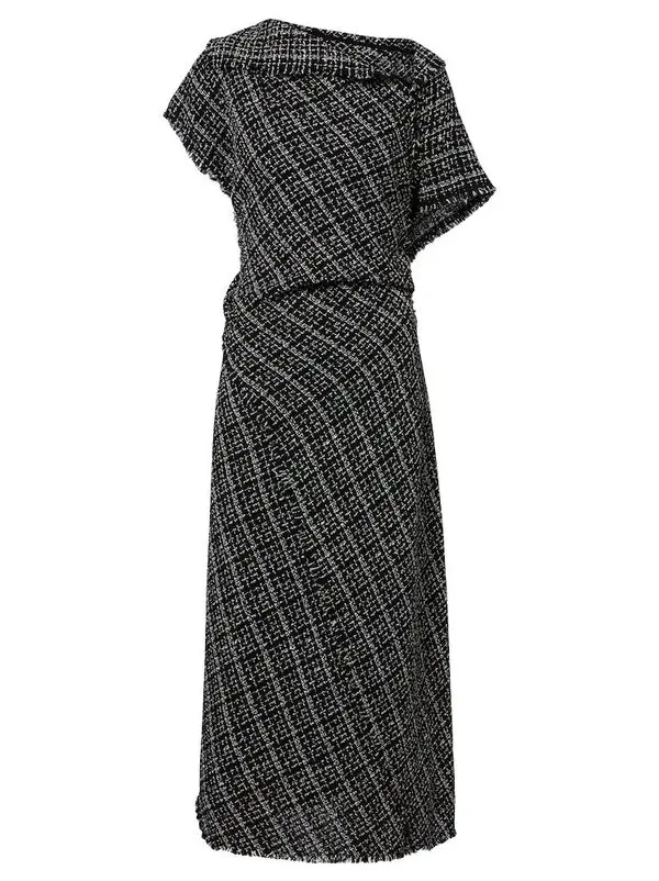 Erdem Checked Cotton-blend Tweed Midi Dress - Black