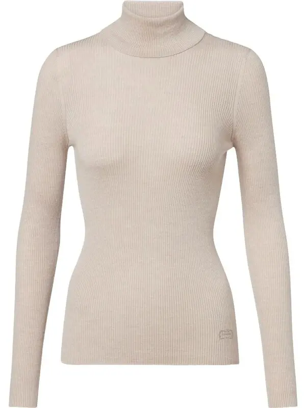 Agnona Turtleneck Sweater In Wool, Silk, And Cashmere - Beige